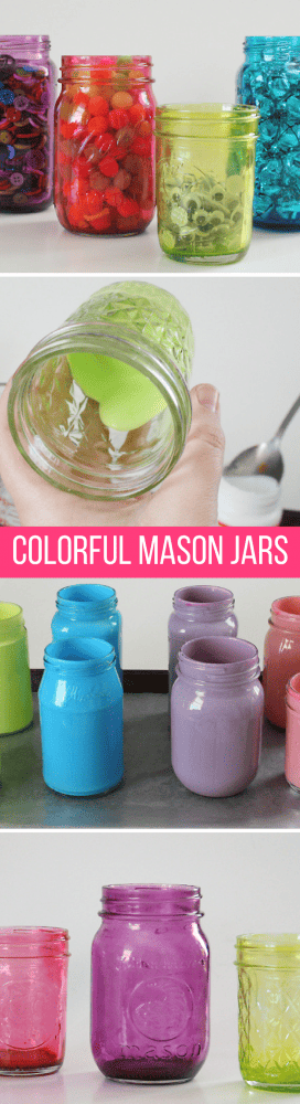 DIY Craft: Bright, Colorful Mason Jars with Mod Podge - Mom Spark