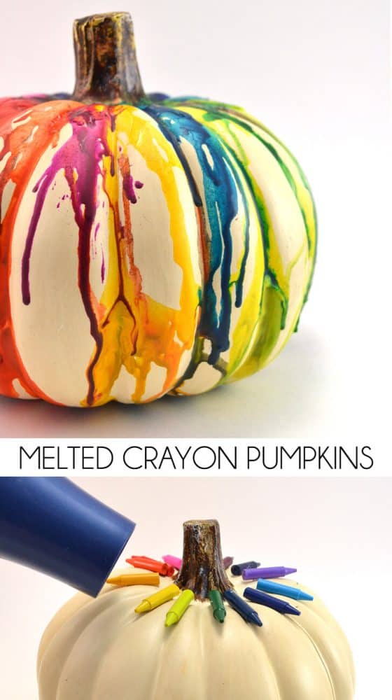 DIY Fall Halloween Melted Crayon Pumpkin Craft - Mom Spark