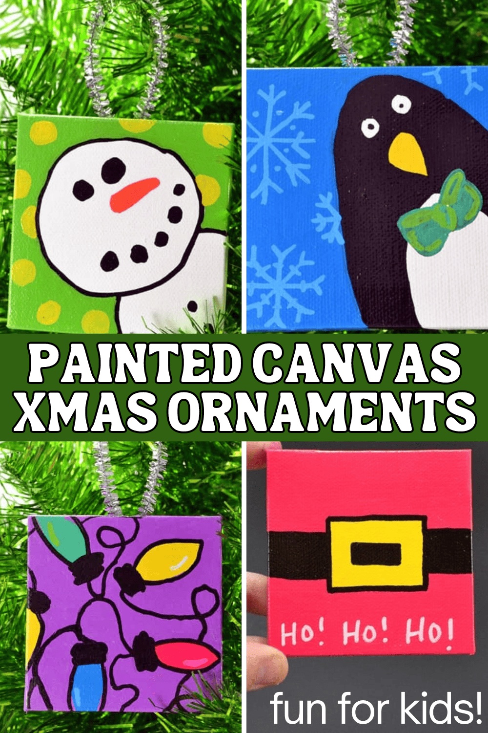 Hand Painted Mini Canvas Christmas Ornaments - Mom Spark