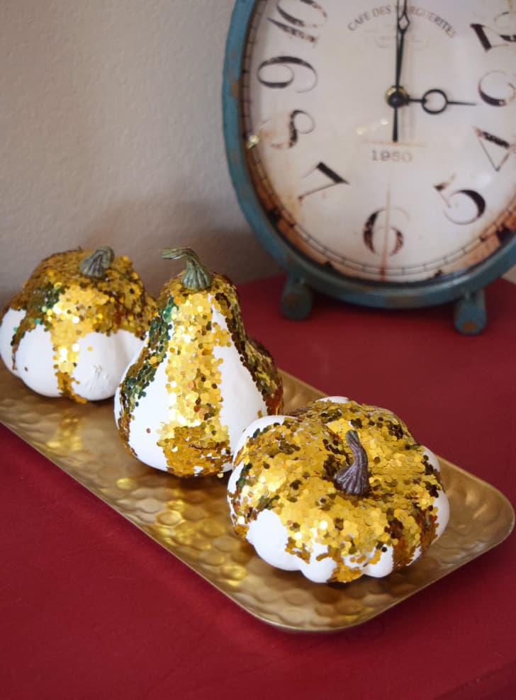 DIY Fall Decor Glitter Gourds - Mom Spark