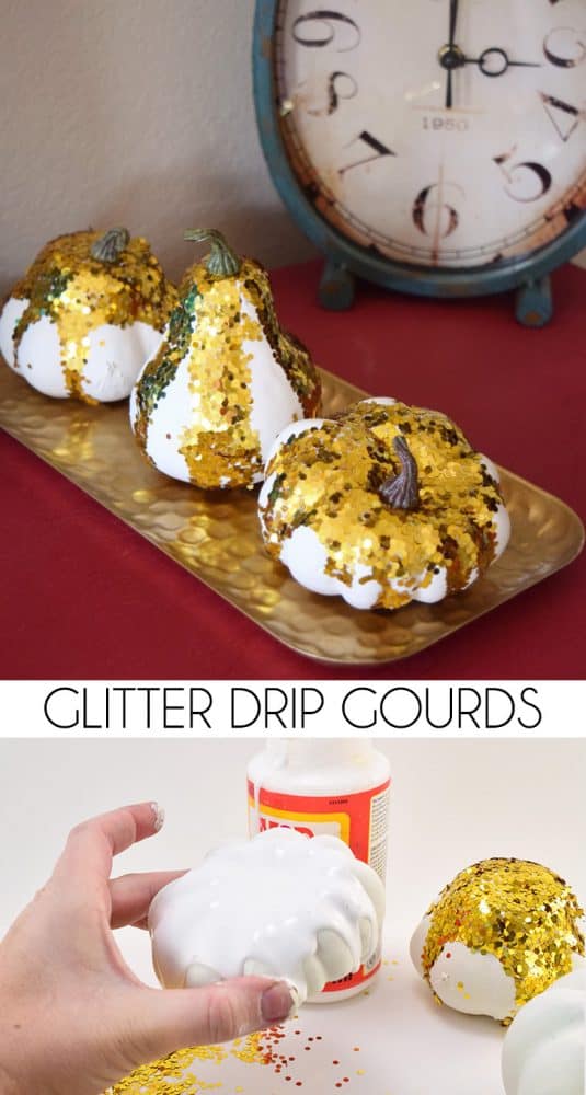 DIY Fall Decor Glitter Gourds - Mom Spark
