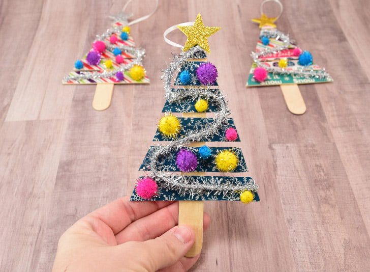 Popsicle Stick Christmas Tree Ornaments - Mom Spark