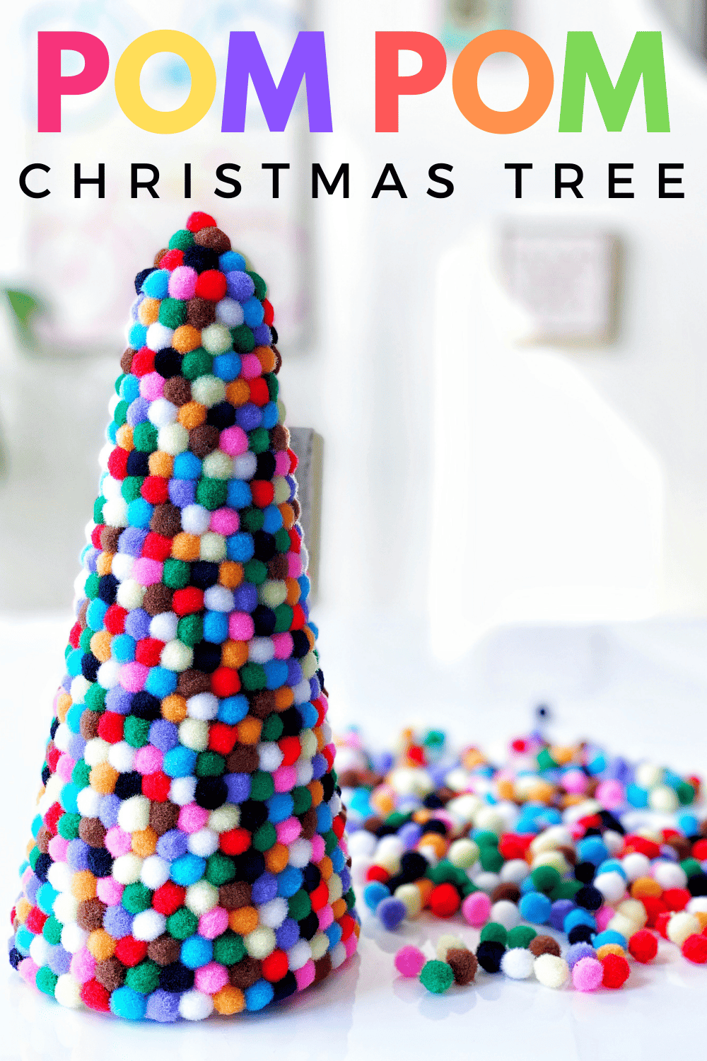 Easy Mini Pom Pom Christmas Tree DIY Craft - Mom Spark