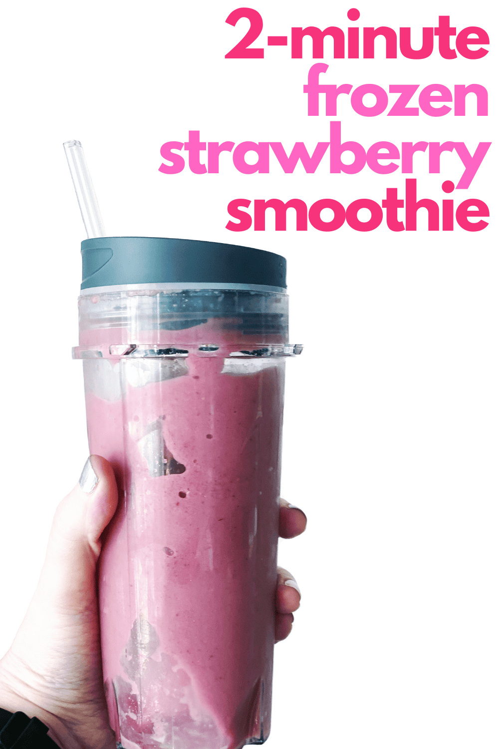 Easy 2-Minute 2-Ingredient Frozen Strawberry Smoothie Recipe - Mom Spark